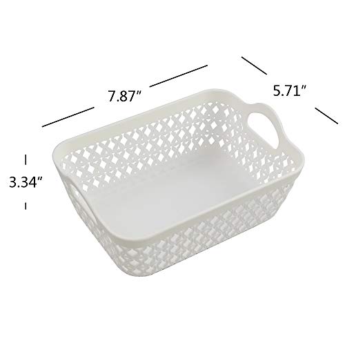 CadineUS Mini Plastic Basket Trays, White, Office Organizer Tray Baskets Set of 12