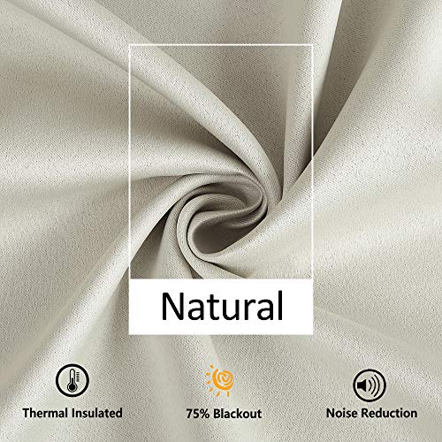 Pom Pom Curtains for Bedroom Windows 84 inch Energy Efficient Thermal Insulated Living Room Darkening Curtain Panels for Kitchen Nursery Room Ivory 50" w x2 Panels Rod Pocket