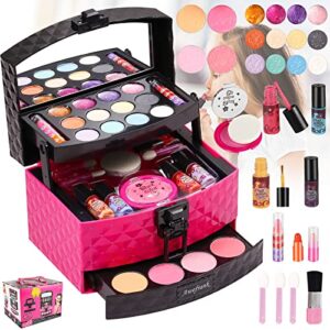 AWEFRANK Kids Makeup Kit for Girls Toys, Toddler Makeup Set, Real Safe & Non-Toxic & Washable for Endless Fun and Creativity, Perfect Princess Gift & Valentines Day Gifts for Ages 3-12