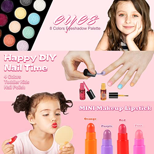 AWEFRANK Kids Makeup Kit for Girls Toys, Toddler Makeup Set, Real Safe & Non-Toxic & Washable for Endless Fun and Creativity, Perfect Princess Gift & Valentines Day Gifts for Ages 3-12