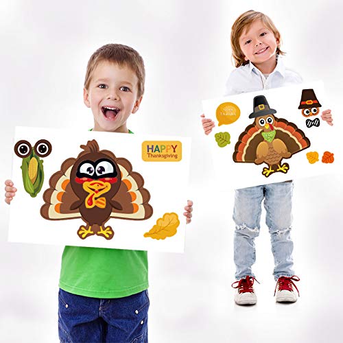 Make-A-Turkey Stickers Thanksgiving Party Favors Supplies Stickers for Kids Turkey Games Crafts Stickers Autumn Fall Harvest Halloween Thanksgiving Decorations