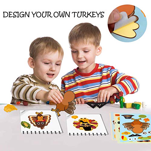 Make-A-Turkey Stickers Thanksgiving Party Favors Supplies Stickers for Kids Turkey Games Crafts Stickers Autumn Fall Harvest Halloween Thanksgiving Decorations