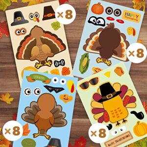 Make-A-Turkey Stickers Thanksgiving Party Favors Supplies Stickers for Kids Turkey Games Crafts Stickers Autumn Fall Harvest Halloween Thanksgiving Decorations