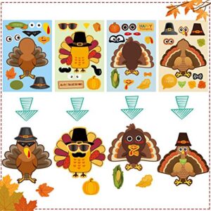 Make-A-Turkey Stickers Thanksgiving Party Favors Supplies Stickers for Kids Turkey Games Crafts Stickers Autumn Fall Harvest Halloween Thanksgiving Decorations