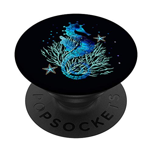 Turquoise seahorse ocean design PopSockets Grip and Stand for Phones and Tablets