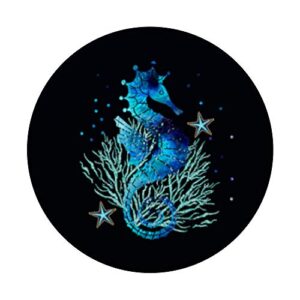 Turquoise seahorse ocean design PopSockets Grip and Stand for Phones and Tablets