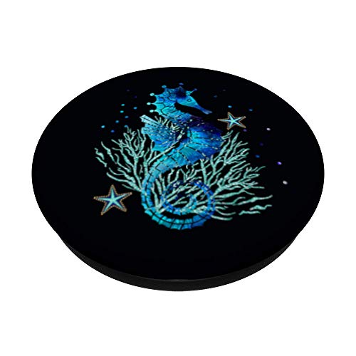 Turquoise seahorse ocean design PopSockets Grip and Stand for Phones and Tablets