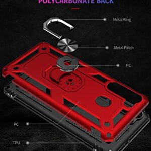 YZOK for Galaxy A21 Case, Samsung A21 Case, with HD Screen Protector, [Military Grade] Ring Car Mount Kickstand Hybrid Hard PC Soft TPU Shockproof Protective Case for Samsung Galaxy A21 (Red)