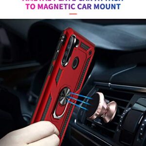 YZOK for Galaxy A21 Case, Samsung A21 Case, with HD Screen Protector, [Military Grade] Ring Car Mount Kickstand Hybrid Hard PC Soft TPU Shockproof Protective Case for Samsung Galaxy A21 (Red)