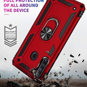 YZOK for Galaxy A21 Case, Samsung A21 Case, with HD Screen Protector, [Military Grade] Ring Car Mount Kickstand Hybrid Hard PC Soft TPU Shockproof Protective Case for Samsung Galaxy A21 (Red)