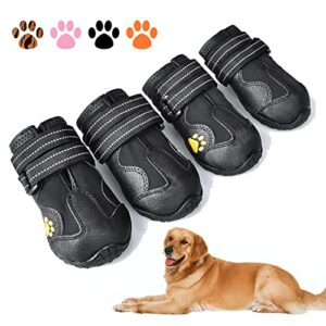 xsy&g dog boots,waterproof dog shoes,dog booties with reflective rugged anti-slip sole and skid-proof,outdoor dog shoes for medium dogs 4pcs-size6