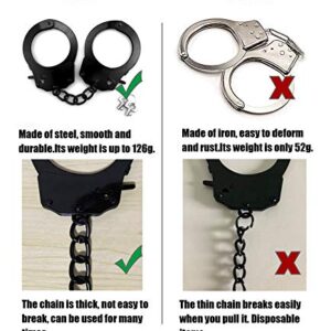 HOHAJIU Toy Handcuffs with Keys Metal Handcuffs Party Supplies Accessory Stage Party Props Pretend Play Handcuffs for Kids (Black)