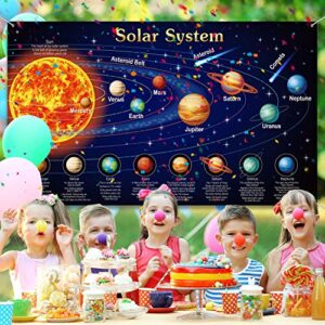 Solar System Decorations Large Fabric Outer Space Poster Banner Space Theme Backdrop Background for Kids Boys Space Birthday Decorations Planets Party Educational Supplies, 72.8x43.3 Inch