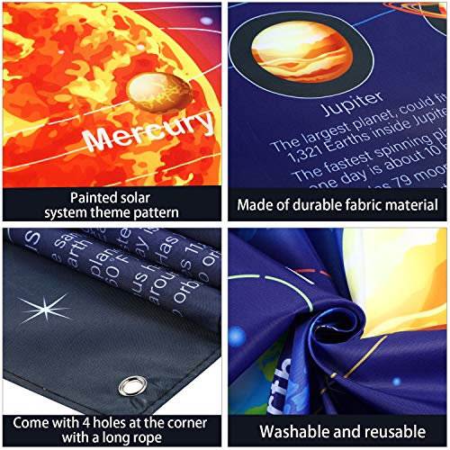 Solar System Decorations Large Fabric Outer Space Poster Banner Space Theme Backdrop Background for Kids Boys Space Birthday Decorations Planets Party Educational Supplies, 72.8x43.3 Inch