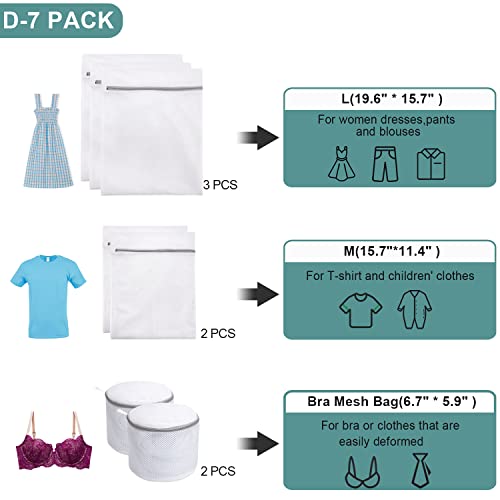 XCX Mesh Laundry Bags with Four Combinations, Laundry Bra Lingerie Mesh Wash Bags for Different Laundry Needs, Delicates Laundry Bag for Blouse, Underwear (D-7 Pack)