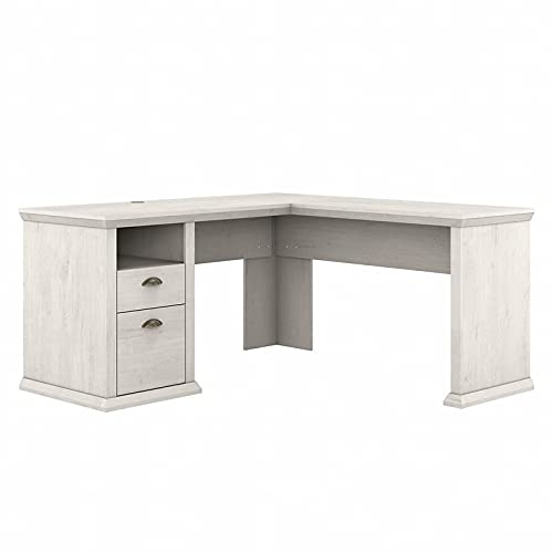 Bush Furniture Yorktown L Shaped Desk with Storage, 60W, White Oak