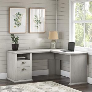 Bush Furniture Yorktown L Shaped Desk with Storage, 60W, White Oak