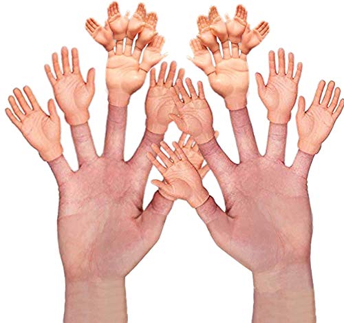 10pcs Finger Hands Finger Puppets /w 10pcs Finger Hands for Finger Hands | Soft Vinyl Finger Puppets | Sarcastic Toys for a Crazy Game Night with Friends | Assorted Tones (Black, Tan or White)