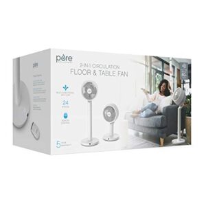 Pure Enrichment® 2-in-1 Circulating Floor & Desk Fan - 24 Fan Speeds, Vertical and Horizontal Oscillation, Optional Remote Control Operation, Auto-Off Timer and Sleep Mode - Ideal for the Whole House