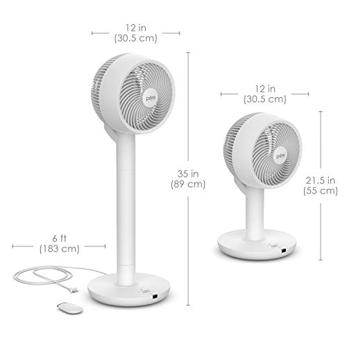 Pure Enrichment® 2-in-1 Circulating Floor & Desk Fan - 24 Fan Speeds, Vertical and Horizontal Oscillation, Optional Remote Control Operation, Auto-Off Timer and Sleep Mode - Ideal for the Whole House