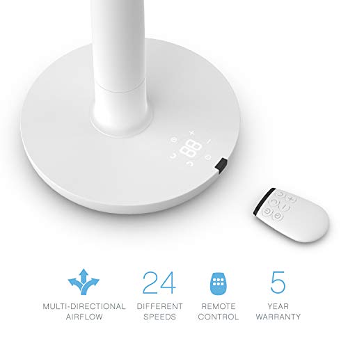 Pure Enrichment® 2-in-1 Circulating Floor & Desk Fan - 24 Fan Speeds, Vertical and Horizontal Oscillation, Optional Remote Control Operation, Auto-Off Timer and Sleep Mode - Ideal for the Whole House