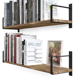 wallniture toledo floating shelves for wall, wall shelf for living room decor, kitchen organization, bathroom organizer, shelves for bedroom burnt set of 2