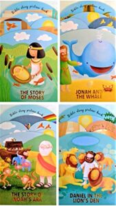 greenbrier international bible story picture books: story of daniel, moses, jonah & noahs ark board books - set of 4