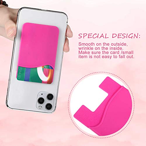 24 Pieces Cell Phone Wallet, Silicone Stick on Card Holder, Back Phone Adhesive Back of Cell Phone Wallet for Credit Card, Id, Business Card, Compatible Works with Most Smartphones (Lovely Color)