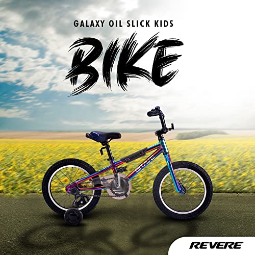 Revere16 Freestyle BMX Kids Bike for Boys and Girls. Lightweight Aluminum Frame and Fork. Tool-Less Quick Release Training Wheels. Easy to Ride! (Oil Slick)