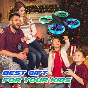 Mini Drone for Kids, RC Drone Quadcopter with LED Lights, Altitude Hold, Headless Mode, 3D Flip, Great Gift Toy for Boys and Girls-Black