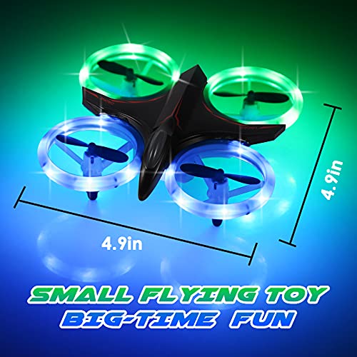 Mini Drone for Kids, RC Drone Quadcopter with LED Lights, Altitude Hold, Headless Mode, 3D Flip, Great Gift Toy for Boys and Girls-Black