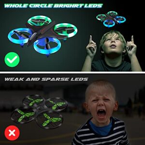 Mini Drone for Kids, RC Drone Quadcopter with LED Lights, Altitude Hold, Headless Mode, 3D Flip, Great Gift Toy for Boys and Girls-Black