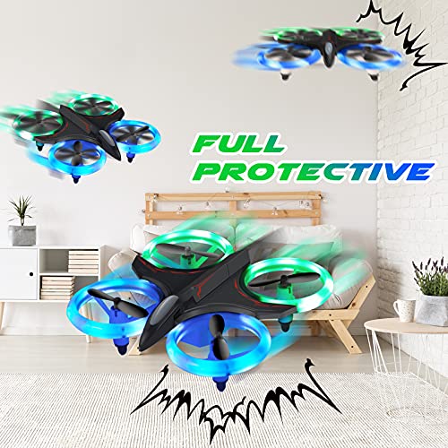 Mini Drone for Kids, RC Drone Quadcopter with LED Lights, Altitude Hold, Headless Mode, 3D Flip, Great Gift Toy for Boys and Girls-Black