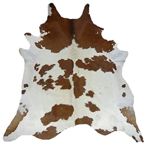 New Large 100% Brown & White Cowhide Leather Rugs Cow Hide Skin Carpet Area 21-25 SQ.FT