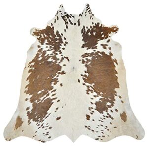 New Large 100% Brown & White Cowhide Leather Rugs Cow Hide Skin Carpet Area 21-25 SQ.FT