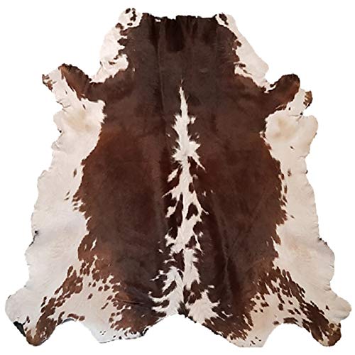 New Large 100% Brown & White Cowhide Leather Rugs Cow Hide Skin Carpet Area 21-25 SQ.FT