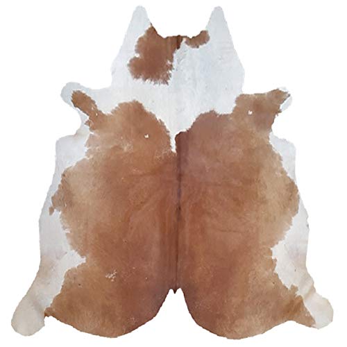 New Large 100% Brown & White Cowhide Leather Rugs Cow Hide Skin Carpet Area 21-25 SQ.FT