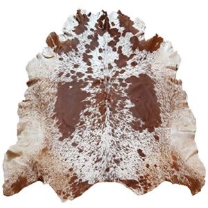 New Large 100% Brown & White Cowhide Leather Rugs Cow Hide Skin Carpet Area 21-25 SQ.FT