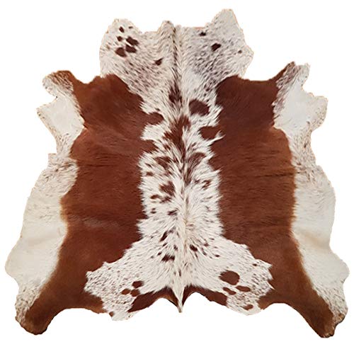 New Large 100% Brown & White Cowhide Leather Rugs Cow Hide Skin Carpet Area 21-25 SQ.FT