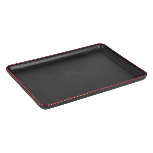 Serving Tray, Anti‑Skid 3 Sizes Wood Grain/Black Rectangular Coffee Table Tray, for Holding Food Holding Drinks(692 Korean Wood Grain)