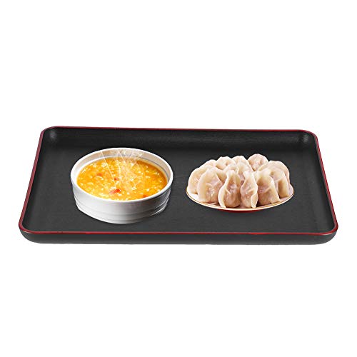 Serving Tray, Anti‑Skid 3 Sizes Wood Grain/Black Rectangular Coffee Table Tray, for Holding Food Holding Drinks(692 Korean Wood Grain)