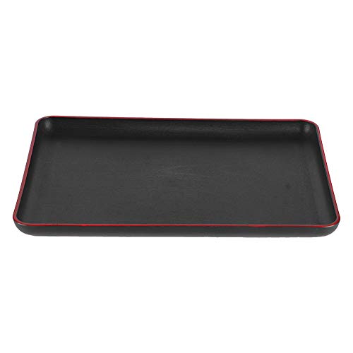 Serving Tray, Anti‑Skid 3 Sizes Wood Grain/Black Rectangular Coffee Table Tray, for Holding Food Holding Drinks(692 Korean Wood Grain)