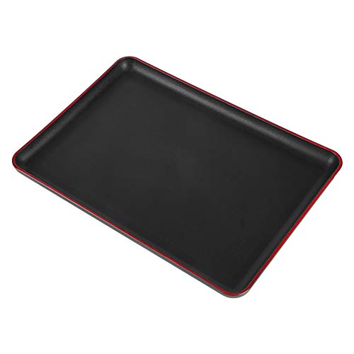 Serving Tray, Anti‑Skid 3 Sizes Wood Grain/Black Rectangular Coffee Table Tray, for Holding Food Holding Drinks(692 Korean Wood Grain)