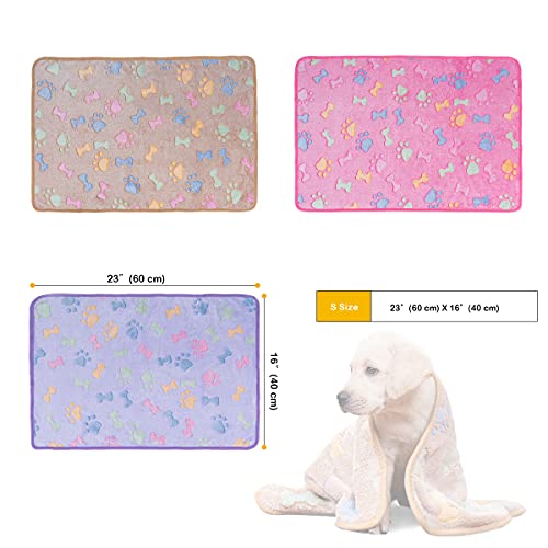 Dono 1 Pack 3 Dog Blankets, Soft Fluffy Fleece Pet Blanket Warm Sleep Mat Paw Print Design Puppy Kitten Throw Blanket Doggy Mat, Blanket for Dogs