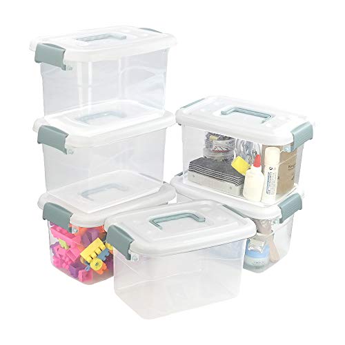 Sosody 5.5 Quart Plastic Clear Storage Bins, Clear Latching Boxes, 6 Packs