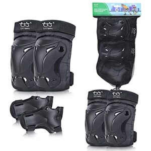 kids/youth/adult knee pads elbow pads with wrist guards protective gear set 6 pack for rollerblading skateboard cycling skating bike scooter riding sports