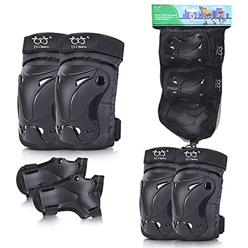 Kids/Youth/Adult Knee Pads Elbow Pads with Wrist Guards Protective Gear Set 6 Pack for Rollerblading Skateboard Cycling Skating Bike Scooter Riding Sports