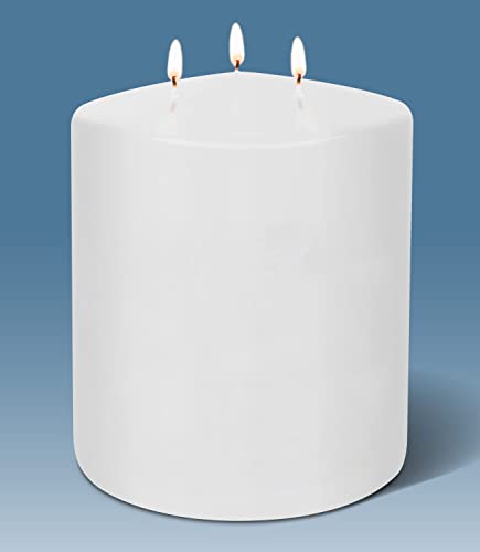 HYOOLA White Three Wick Large Candle - 4.75 x 6 Inch - Unscented Big Pillar Candles - 93 Hour - European Made