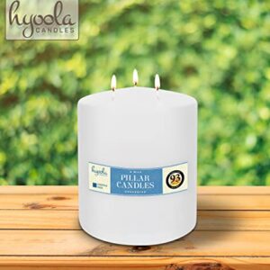 HYOOLA White Three Wick Large Candle - 4.75 x 6 Inch - Unscented Big Pillar Candles - 93 Hour - European Made