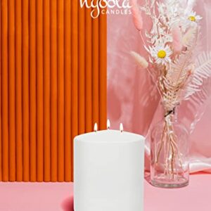 HYOOLA White Three Wick Large Candle - 4.75 x 6 Inch - Unscented Big Pillar Candles - 93 Hour - European Made